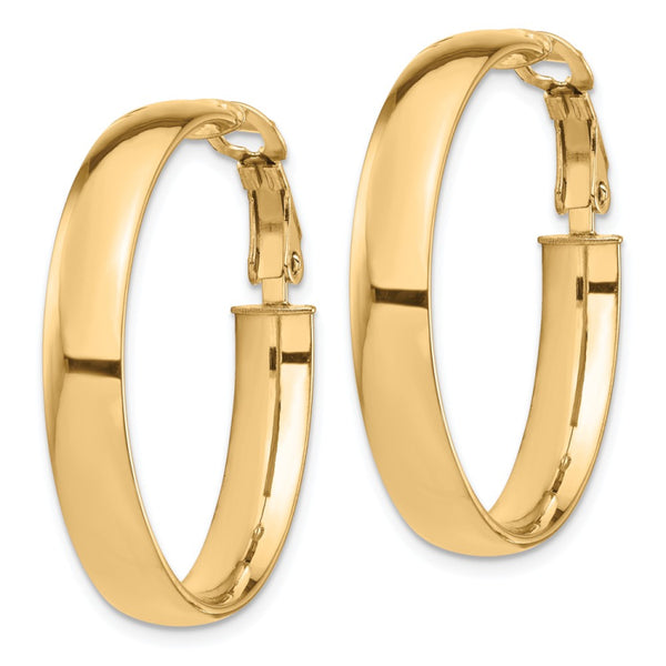 14k 5x30mm High Polished Flat Tube Omega Back Hoop Earrings – Droste's ...