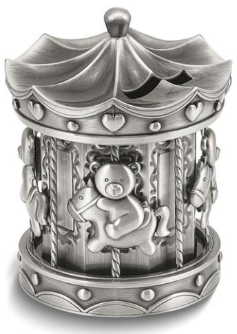 PEWTER GIFTWARE Brand: QUALITY GOLD Pewter Finish Carousel Bank ...