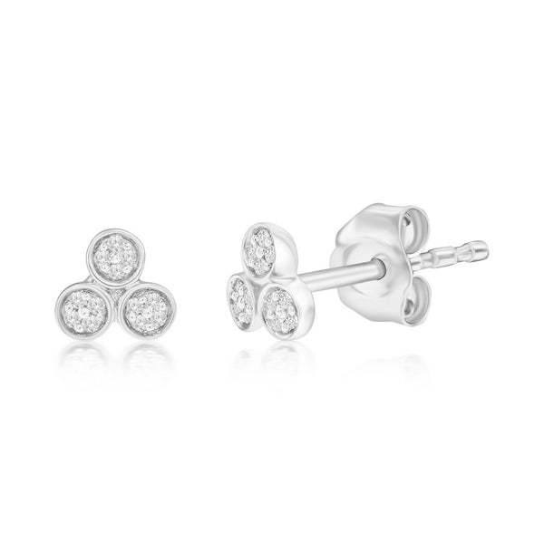 Sterling Silver, Triple Cluster of Diamond Studs - (24 Stones) – Droste ...