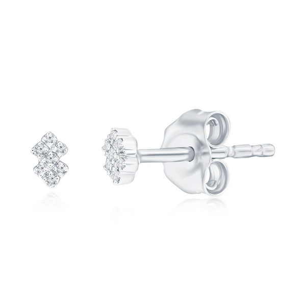 Sterling Silver Small Diamond Studs - (14 Stones) – Droste's Jewelry ...