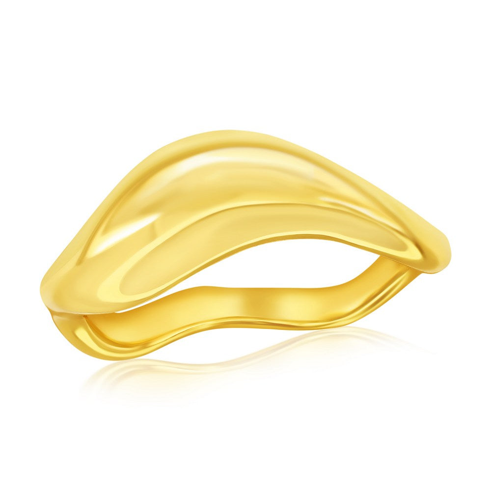 Sterling Silver, High-Polished Puffed Wavy Ring - Gold Plated – Droste ...